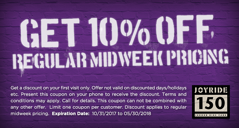2017_10percent_coupon_Joyride150 - Joyride 150 Indoor Bike Park
